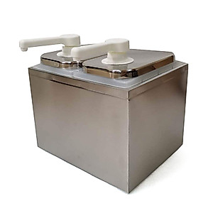 Condiment Pump Station, Stainless Steel Sauce Pump Dispenser Ketchup Dispensers Condiment Pumps Ketchup Pump Condiment Pump Dispenser for Salad Jam Seasoning Sauce Squeeze (Two Head)