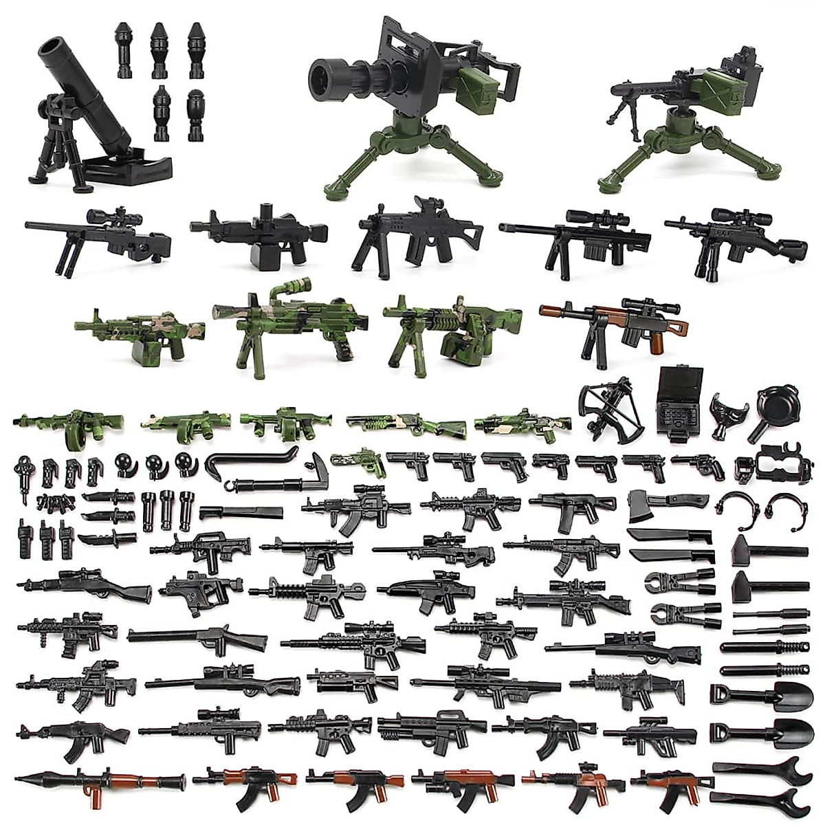 Feleph Weapons Pack Army Military Building Block for Soldier Figures, WW2 Toy Swat Bricks Gear Pieces Set Equipment Kit Compatible with Major Brand