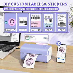 Jiose Bluetooth Thermal Shipping Label Printer - Desktop Shipping Label Printer - Print Custom Stickers - Support Chrome OS, Mac, Windows, Android, iOS for 4x6 Shipping Package Labels
