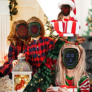 AOSKYKA Face Transforming LED Mask with 50 Presets Pattern Controlled by Gesture, Light Up Mask for Costume Cosplay Party Masquerade, Christmas