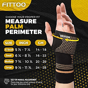 FITTOO Copper Wrist Compression Sleeve, Copper Infused Wrist & Hand Compression Sleeve Brace for Improve Circulation, Relieve Wrist Discomfort,Tendonitis, Sprains, Sports, Gym Workout