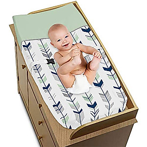 Sweet Jojo Designs Grey, Navy Blue and Mint Woodland Arrow Boy Girl Baby Changing Pad Cover