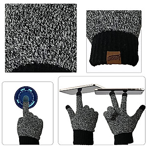 Winter Hats Scarf for Men with Touchscreen Gloves Warm Men's Scaves and Beanie Hat Themal Gloves Set