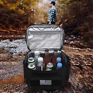 Lunch Box for Men, Tactical Lunch Bag with Ice Pack,MOLLE Webbing Insulated Lunch Cooler Women Adult,Reusable Lunch Tote with Adjustable Shoulder Strap for Work Fishing Camping Picnic,Black