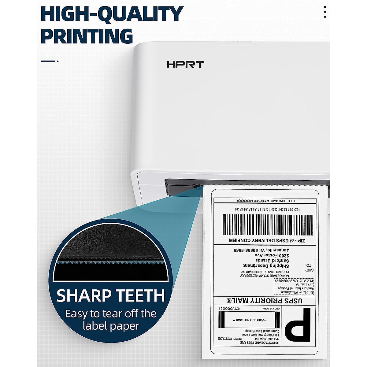 HPRT Thermal Label Printer, USPS Shipping Label Printer for Shipping Packages, Desktop Inkless Printer, Support Amazon, Shopify, UPS Mailing, Barcode, Sticker, Mailing Business