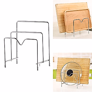 DOUBA Multifunctional Stainless Steel Bakeware Rack Pot Lid Rack Holder Organizer Cutting Board Rack Pantry Rack - 3 Layers