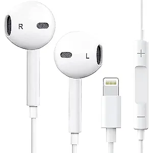iPhone Earbuds Headphones with Lightning Connector [MFi Certified] Built-in Microphone & Volume Control, Noise Isolating Wired Earphones for iPhone 14/13/12/11/XR/XS/X/8/7/SE, Support All iOS