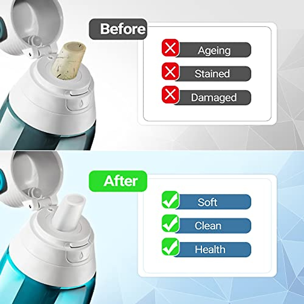 SelfTek 4 Pack Bite Valve Replacement Compatible with Brita Filter Water Bottle & Brita Stainless Steel Water Bottle, Silicone Water Bottle Mouthpiece Replacement Parts for Brita Bottle