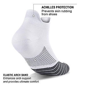 Low Cut Compression Socks for Men and Women(6 Pairs), No Show Ankle Running Cycling Socks with Arch Support for Plantar Fasciitis, Cyling, Athletic, Flight, Travel, Nurses. White L/XL