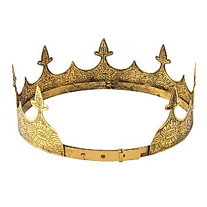 JORCEDI Crown Hair Jewelry Royal King Diadem Men Metal Big Tiaras For Wedding Halloween Costume Birthday Hair Accessories (Dark Gold)