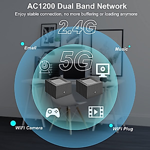 Whole Home Mesh WiFi System 1200Mbps Dual Band - Up to 3000 Sq.ft Coverage and Connect up to 70 Devices, Mesh Router for Wireless Internet, WiFi Router/Extender Replacement - 2 Pack