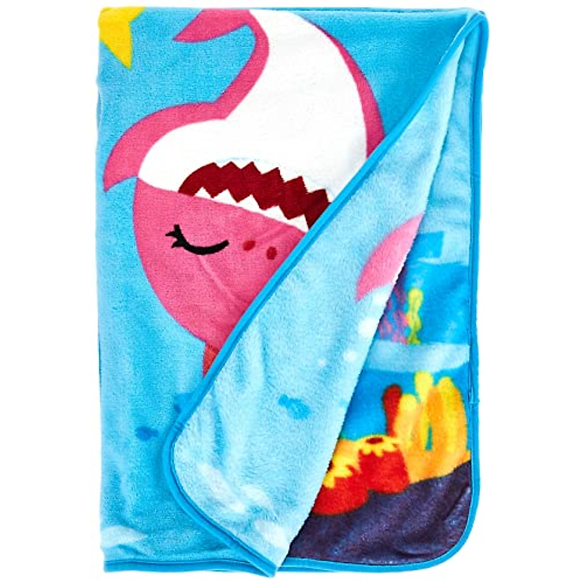 Baby Shark Musical Warm, Plush, Throw Blanket That Plays The Theme Song - Extra Cozy and Comfy for Your Toddler, Blue