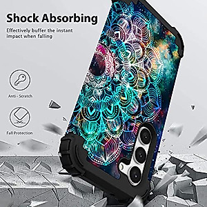 Hocase for Galaxy S23 Plus Case, Shockproof Heavy Duty Protection Soft Silicone Rubber Bumper+Hard Plastic Hybrid Protective Case for Samsung Galaxy S23 Plus (6.6") 2023 - Mandala in Galaxy