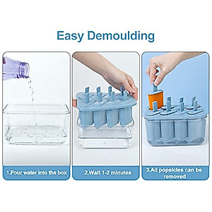 Korlon Popsicle Molds, 8 Cavity Popsicle Maker Molds Set, Homemade Ice Popsicles Molds for Kids with Sticks & Brush & Funnel for Making Yogurt Juice Smoothies