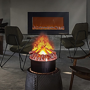 TEXBOOK Water Vapor Electric Fireplace Electric Fireplace Log, 17 Inch Portable Remote Control Fireplace with Realistic Flame Effect Ember Bed, Overheated Protection Fake Fireplace