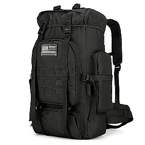 W WINTMING 45L Hiking Backpack Camping Rucksack Molle Military Backpack for Outdoor Traveling (Black)