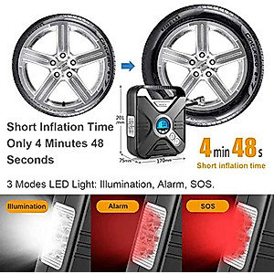 WindGallop Digital Car Tire Inflator Portable Air Compressor for Car Tires 12v Car Air Pump Tire Pump with Pressure Gauge LED Light Valve Adaptors for Bike Automobiles Basketball Pool Toys (1606y)