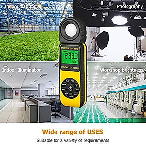 BTMETER BT-881D Digital Illuminance Light Meter, Measure Lights 0.01~400,000 Lux (0.01~40,000 FC) Foot Candles Luxmeter with 270º Rotated Sensor for Plants LED Lights Indoor Outdoor Light Tester