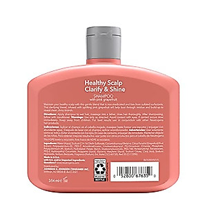 Neutrogena Exfoliating Healthy Scalp Clarify & Shine Shampoo for Oily Hair and Scalp, Anti-Residue Shampoo with Pink Grapefruit, pH-Balanced, Paraben & Phthalate-Free, Color-Safe, 12oz