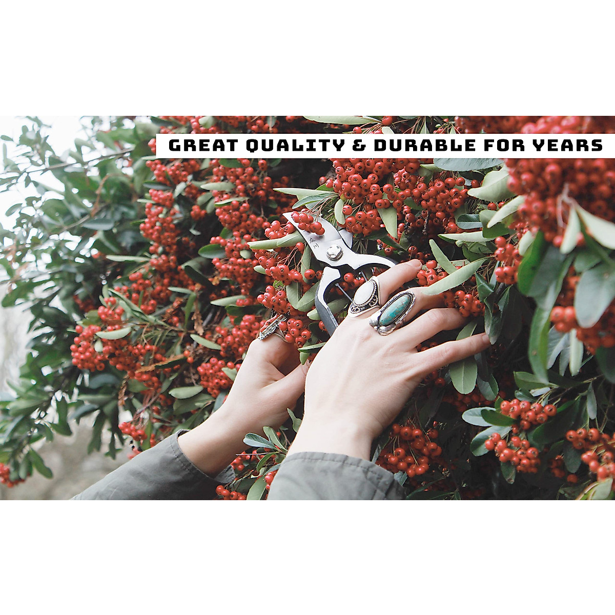 Skyhaven Harvest Bypass Pruning Shears 8 Inch Japanese-style Forged Carbon Steel Garden Scissors, Gardening Tools Hand Pruner with Ergonomic Handle.