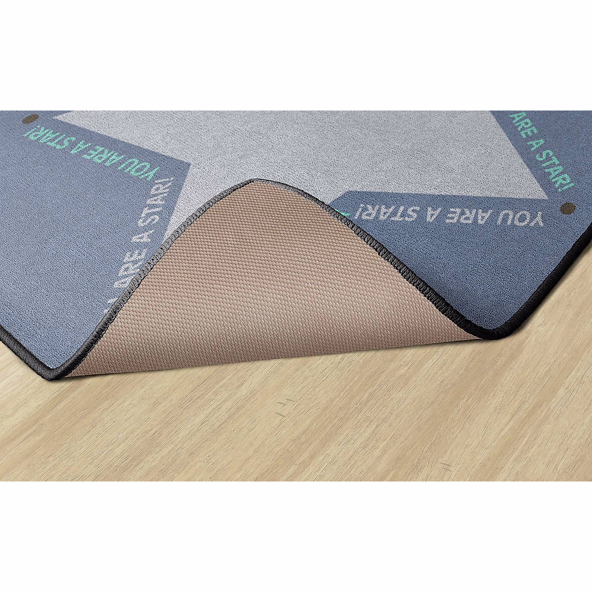 Flagship Carpets You are a Star Kid's Floor Seating Square Rug for Home or School Area Rug for Social Distance Learning, Children's Activity Room Carpet for Reading and Playing, 30" x 30", Gray/Teal