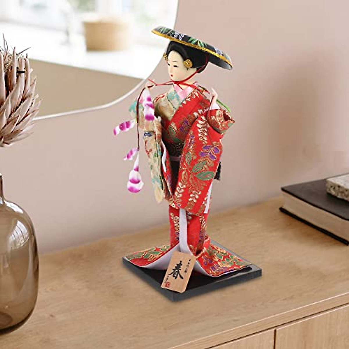 DECHOUS Japanese Geisha Ornaments Japanese Geisha Kimono Japanese Humanoid Doll Kimono Kokeshi Doll Antique Asian Dolls Toys Asian Kimono Ornament Office Foam Nationality