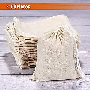 Tatuo 50 Pieces Drawstring Bags Muslin Bag Sachet Bag for Home Supplies (3 by 4 Inches)