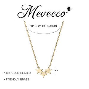 MEVECCO Lucky Star Pendant Necklaces,18k Gold Plated Three Stars Handmade Generations Necklace for Grandma 3 Circles Necklace Mom Granddaughter Mothers Day Jewelry Birthday Gift