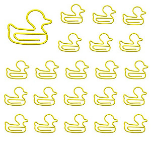SDUSEIO 30 Pieces Funny Paper Clips Bookmark Paperclips Metal Cute Shape Clips for Students Teachers School Office Supplies Personal Document Organization Party Card Wedding Invitation,Yellow Duck