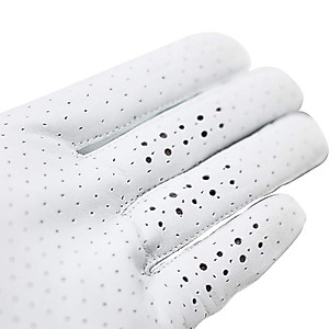 Majek Golf Mens Pro Tour White Cabretta Leather Golf Gloves Comfort Fit Breathable Ventilation for Maximum Feel - 9 Pack (Large, left)