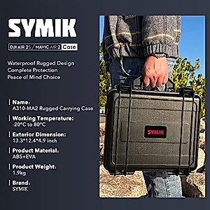 SYMIK A310-MA2 Waterproof Hard Carrying Case for DJI Air 2S / Mavic Air 2 Drone / Fly More Combo; Rugged Professional Case with Complete Protection