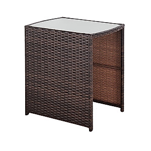 Urban Home Furniture Cape Town 3-Piece PE Wicker Bistro Steel Cushions Outdoor Dining Set, Mahogany Brown, Grey