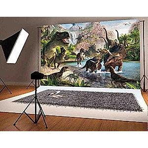 Jurassic Dinosaur Party Decoration Backdrop Photography Dinosaur Kingdom Children Birthday Party Banner Jungle Safari Animals Baby Shower Photo Background 5x3ft Cake Table Photo Booth Vinyl
