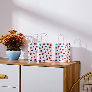 SUNCOLOR 25 Pieces 6" Mini Goodie Bags Small Gift Bags with Handle for Party Favor Bags (Polka Dot)