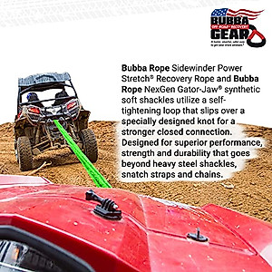 Bubba Rope Heavy-Duty Off-Road ATV, UTV & SxS Tow Recovery Gear Set – Power Stretch Recovery Rope, 5/8” x 20’ & NexGen PRO Gator-Jaw Synthetic Shackles, 5/16” x 5 .5” Orange