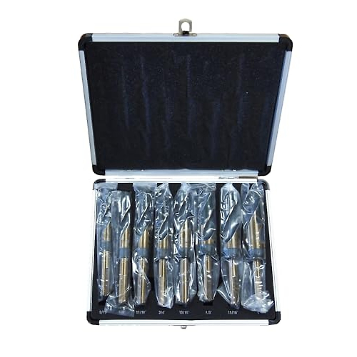 Hoteche 8PC HSS Cobalt Silver & Deming Drill Bits Set, Large Size 9/16" to 1", Reduced 1/2" Shank