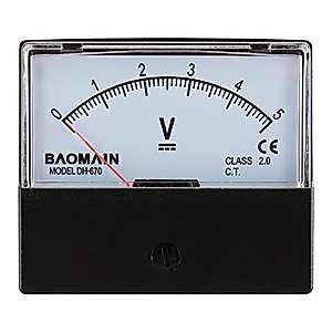 Baomain Voltmeter DH-670 DC 0-5V Rectangular Class 2.5 Analog Panel Volt Voltage Meter