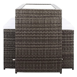 SAFAVIEH Outdoor Collection Horus Grey Brown/White Cushion 7-Piece Dining Set PAT7502C