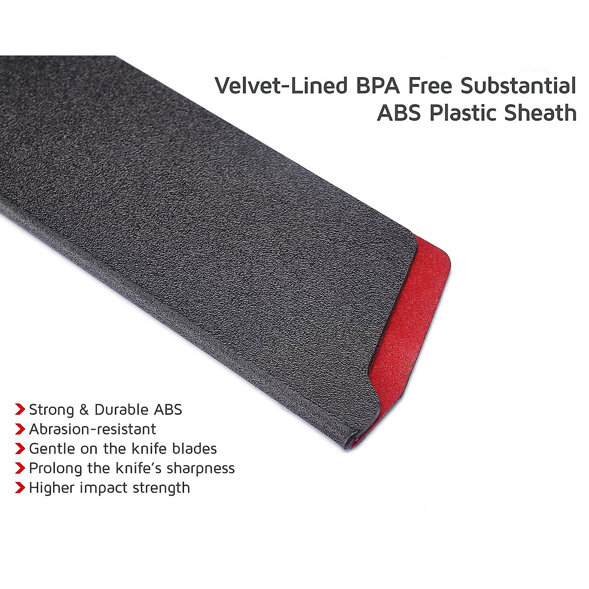 WELLSTAR Knife Edge Guards Set, 2 Piece Universal Blade Covers, BPA Free ABS Protective Blade Sheaths, Non-Scratch Felt Lining Kitchen Knives Covers (Knives not included)