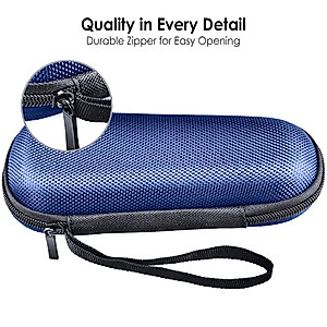 Enerfort Hard EVA Razor Travel Case Compatible with Gillette Men's Razor - Mesh Pocket for 2 Razor Blades + Lightweight Carrying Handle + Durable Zipper (Only Case) (Blue)
