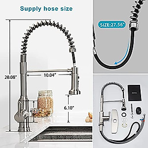 Kitchen Faucet with Pull Down Sprayer Spring Brushed Nickel Commercial Single Handle Gooseneck Stainless Steel Pull Out Kitchen Sink Faucet Wasserrhythm