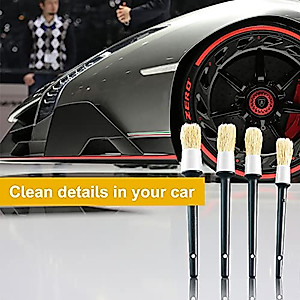 Detailing Brush Set, 5 Pcs Soft Automotive Detail Brushes, Different Sizes Car Detailing Brushes for Cleaning Wheels, Interior, Exterior, Engine