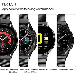 OTOPO Galaxy Watch 4/6 Classic Bands 47mm 46mm 43mm 42mm, Watch 6/5/4 Band 44mm 40mm,Watch 5 Pro Bands, 20mm Metal Mesh Stainless Steel Replacement Strap Bands for Men Women Black
