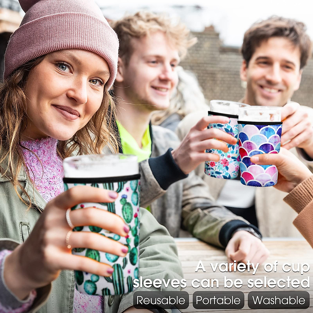 20 Pcs Reusable Iced Coffee Sleeve Neoprene Insulator Cup Sleeve for Cold Beverages Cups Neoprene Holder for Cold and Hot Drinks Fits Coffee Cups (30-32oz, Large)