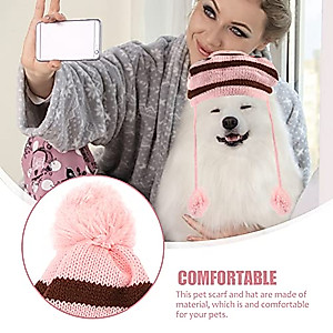Balacoo Winter Dog Knitted Scarf Hat Set Dog Warmers Set Pet Winter Costume Doggie Winter Outfits for Dog Cat