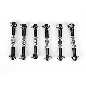 Okuyonic Servos Link, Adjustable RC Tie Rod 47mm 6pcs for Redcat 1/10 RC Car(Black)
