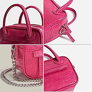 Women Shoulder Bag Handbags Small Crossbody Purse Top Handle Bag Crocodile Pattern Clutch Bag Chain Wristlet Satchel Purse, Rose