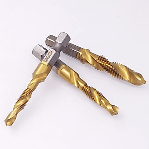 Wolfride 6PCS Tapping Drill Bit Set Metric Drill Tap Combination Bit Set M3 M4 M5 M6 M8 M10 Spiral Tap Drill Bit