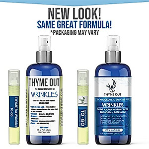 Thyme Out All Natural Anti-Wrinkle Face Mist Spray with Thyme, Bakuchiol, AHA, Beta Carotene and Potassium - Fights Wrinkles, Fine Lines, Inflammation, and Dryness While Boosting Collagen (4 oz)