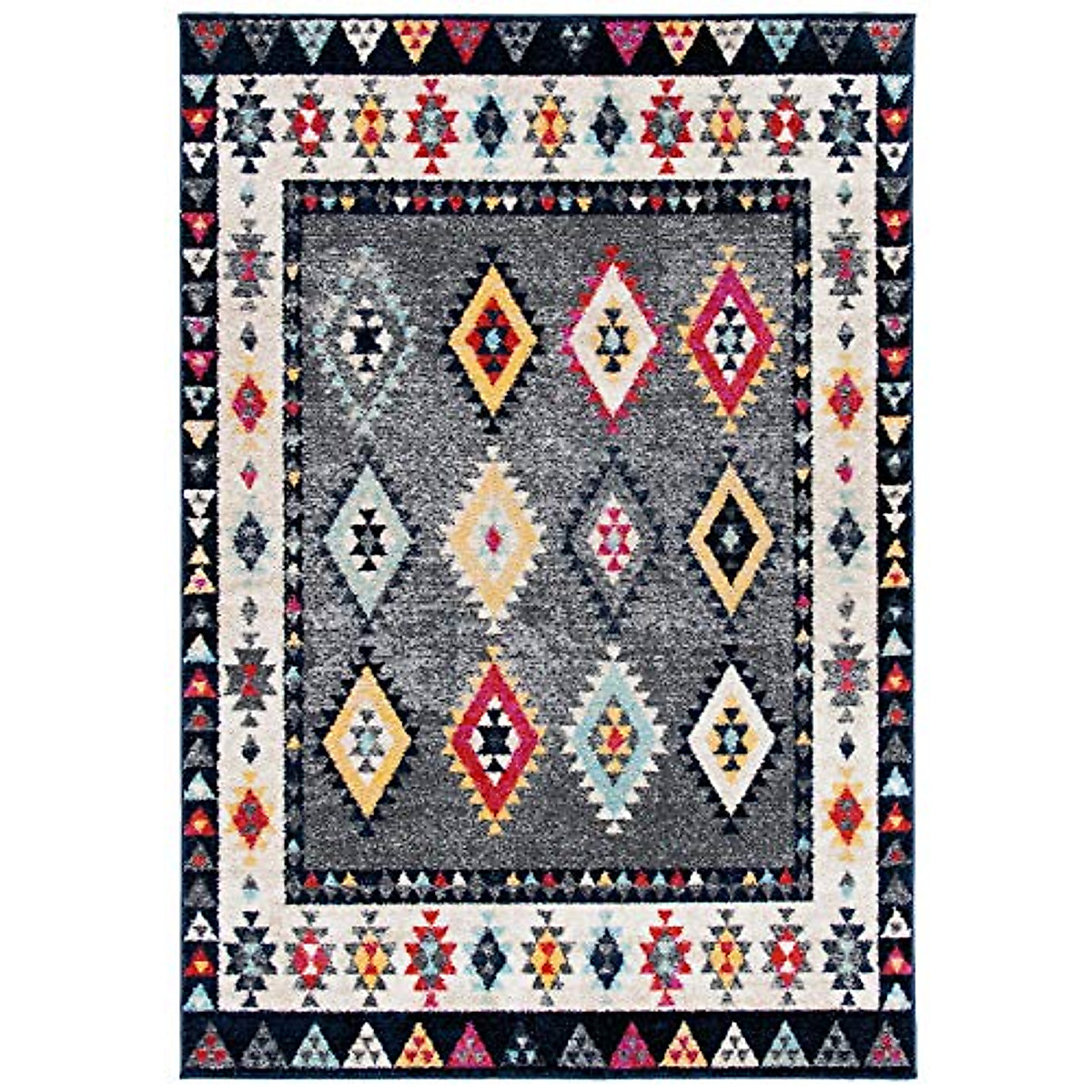 SAFAVIEH Adirondack Collection 8' x 10' Grey/Ivory ADR270F Boho Tribal Non-Shedding Living Room Bedroom Dining Home Office Area Rug